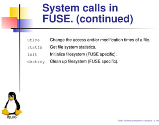 FUSE Developing Fillesystems in userspace | PDF