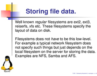 FUSE Developing Fillesystems in userspace | PDF