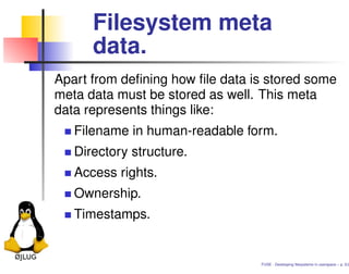 FUSE Developing Fillesystems in userspace | PDF