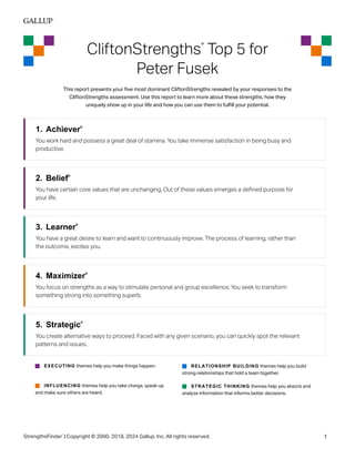 Peter Fusek's TOP_5 gallup strengths finder 2.0 Tom Rath assesment | PDF