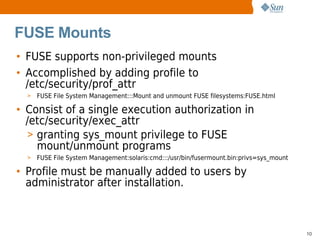 FUSE (Filesystem in Userspace) on OpenSolaris | PDF