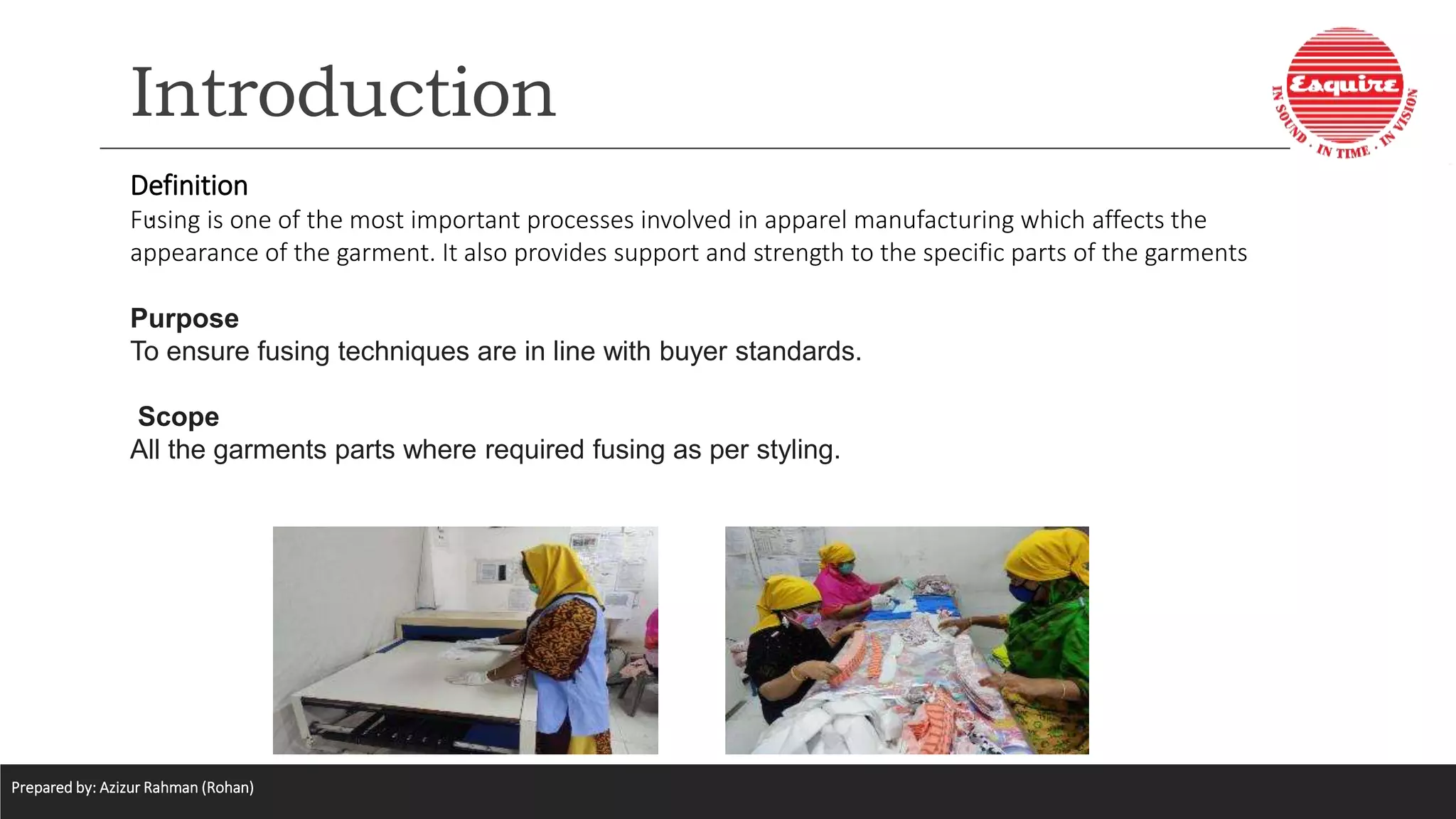 Fusing procedure in Garments Industry | PPTX