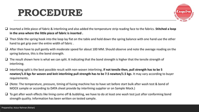 Fusing procedure in Garments Industry | PPTX