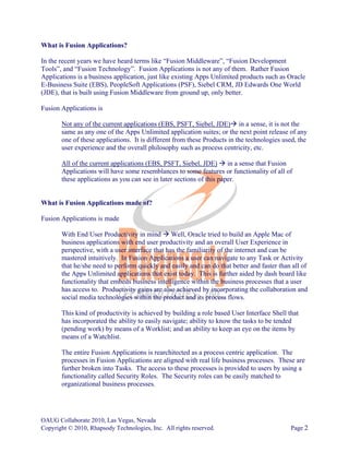Oracle Fusion Applications 101 | PDF