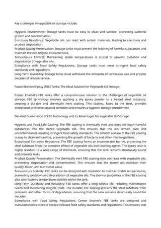 Fusion Bonded Epoxy (FBE) Tanks by Center Enamel for Vegetable Oil ...