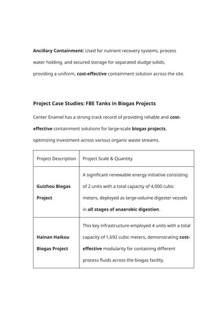 Fusion Bonded Epoxy Tank for Biogas Projects A cost-effective vessel ...
