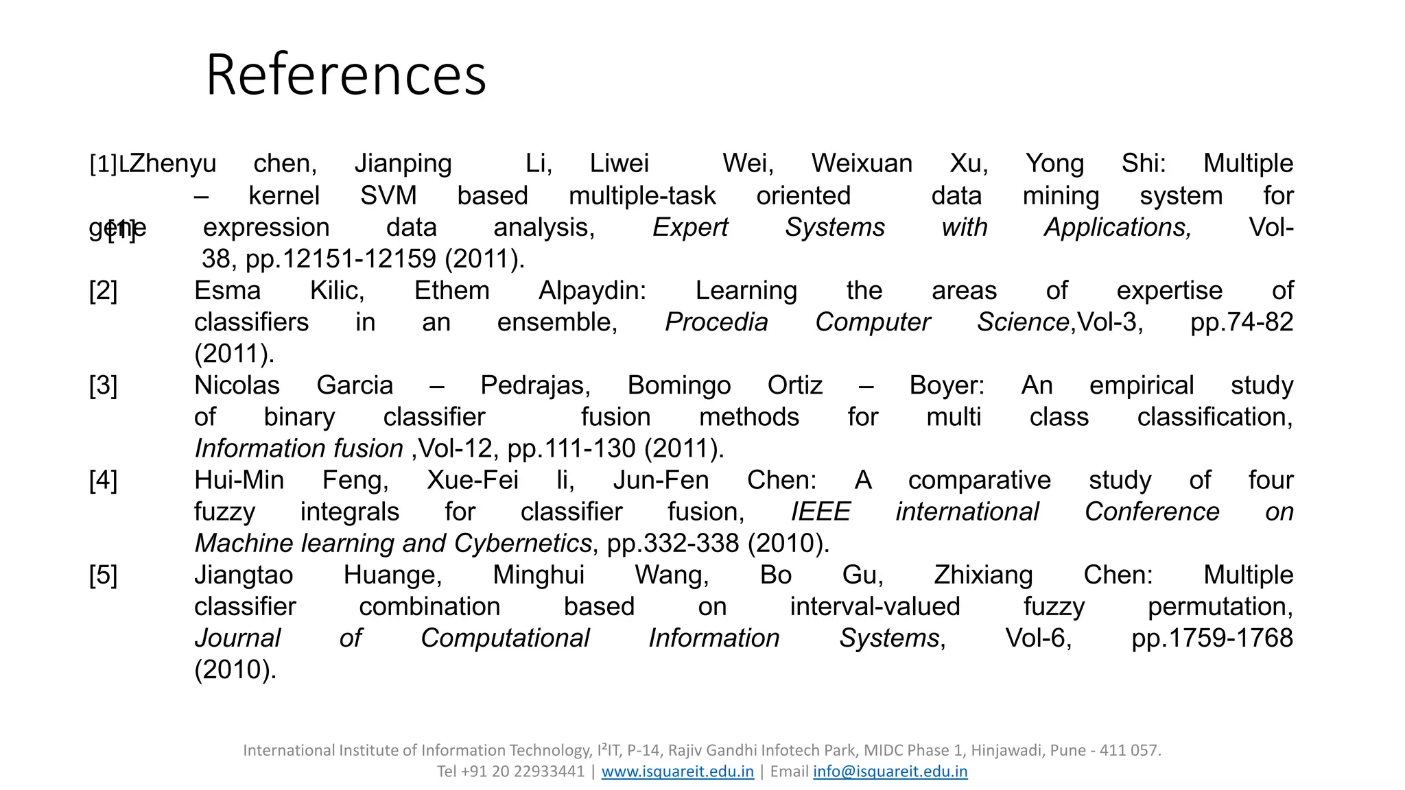 FUSION - Pattern Recognition, Classification, Classifier Fusion | PPT