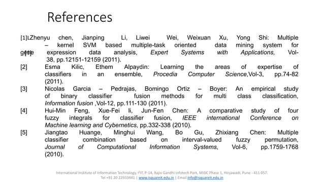 Fusion Pattern Recognition Classification Classifier Fusion Ppt