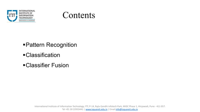 FUSION - Pattern Recognition, Classification, Classifier Fusion | PPT