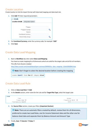 Fusion ERP Direct Integration with EPBCS | PDF