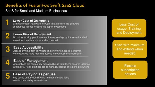 ERP on AWS Amazon Cloud: FusionFox Swift on Monthly Subscription | PPT