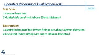 Fusion of PE Materials using elctrofusion and butt fusion processes ...