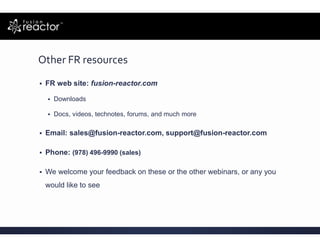 Setting up and Using the FusionReactor Enterprise Dashboard Webinar Slides | PPT
