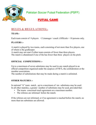 Fustal rulebook | PDF