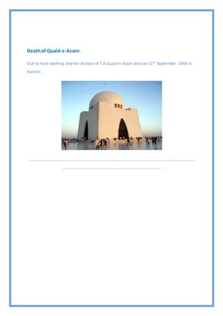 Quaid azam early life and his lesson | DOCX