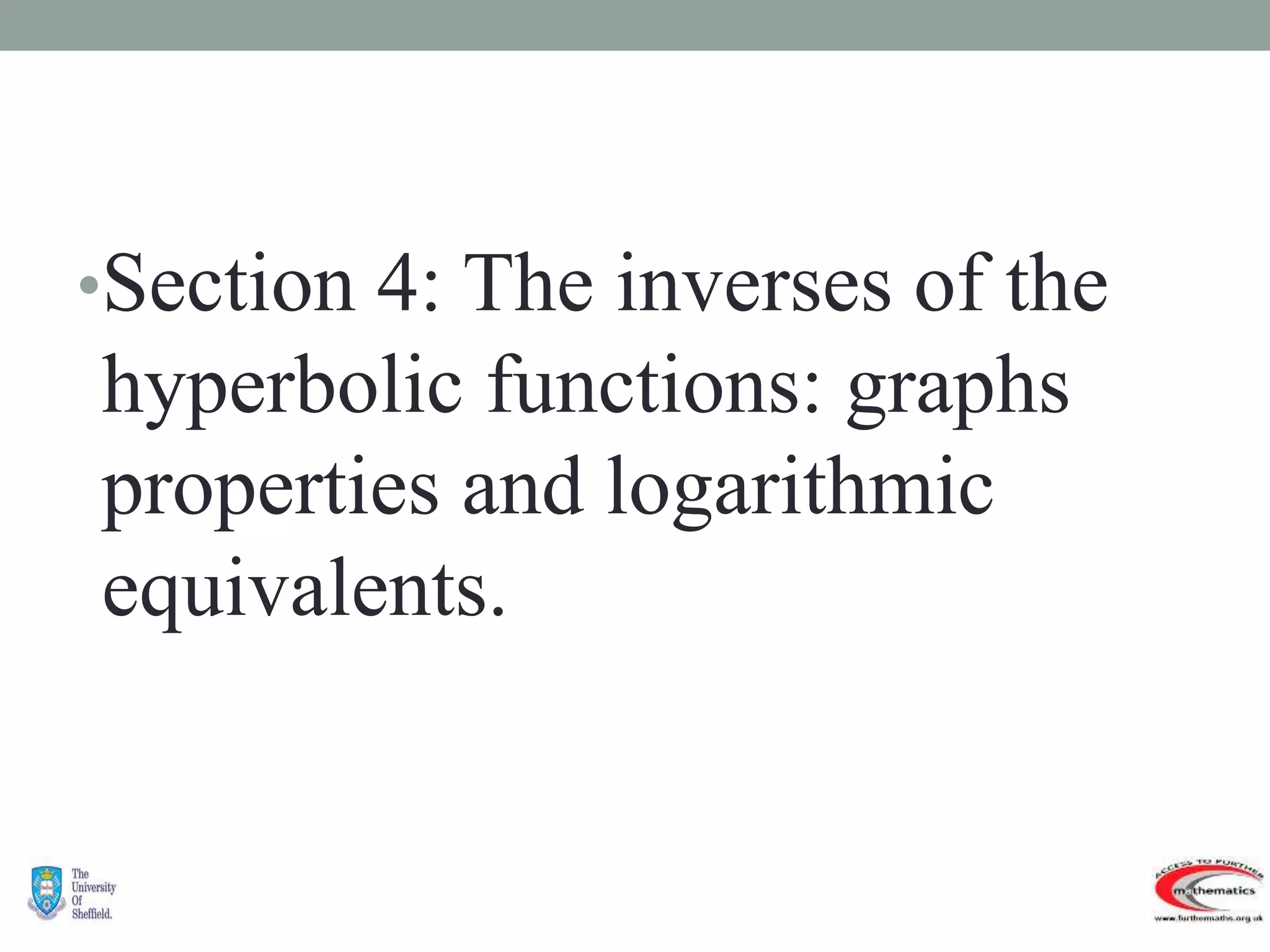Futher pure mathematics 3 hyperbolic functions | PPTX