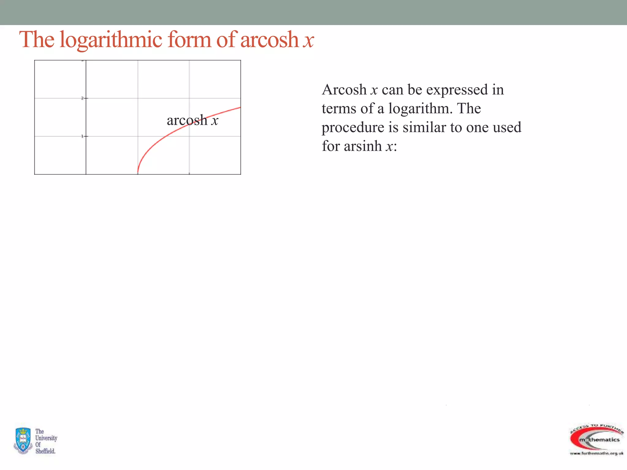 Futher pure mathematics 3 hyperbolic functions | PPTX