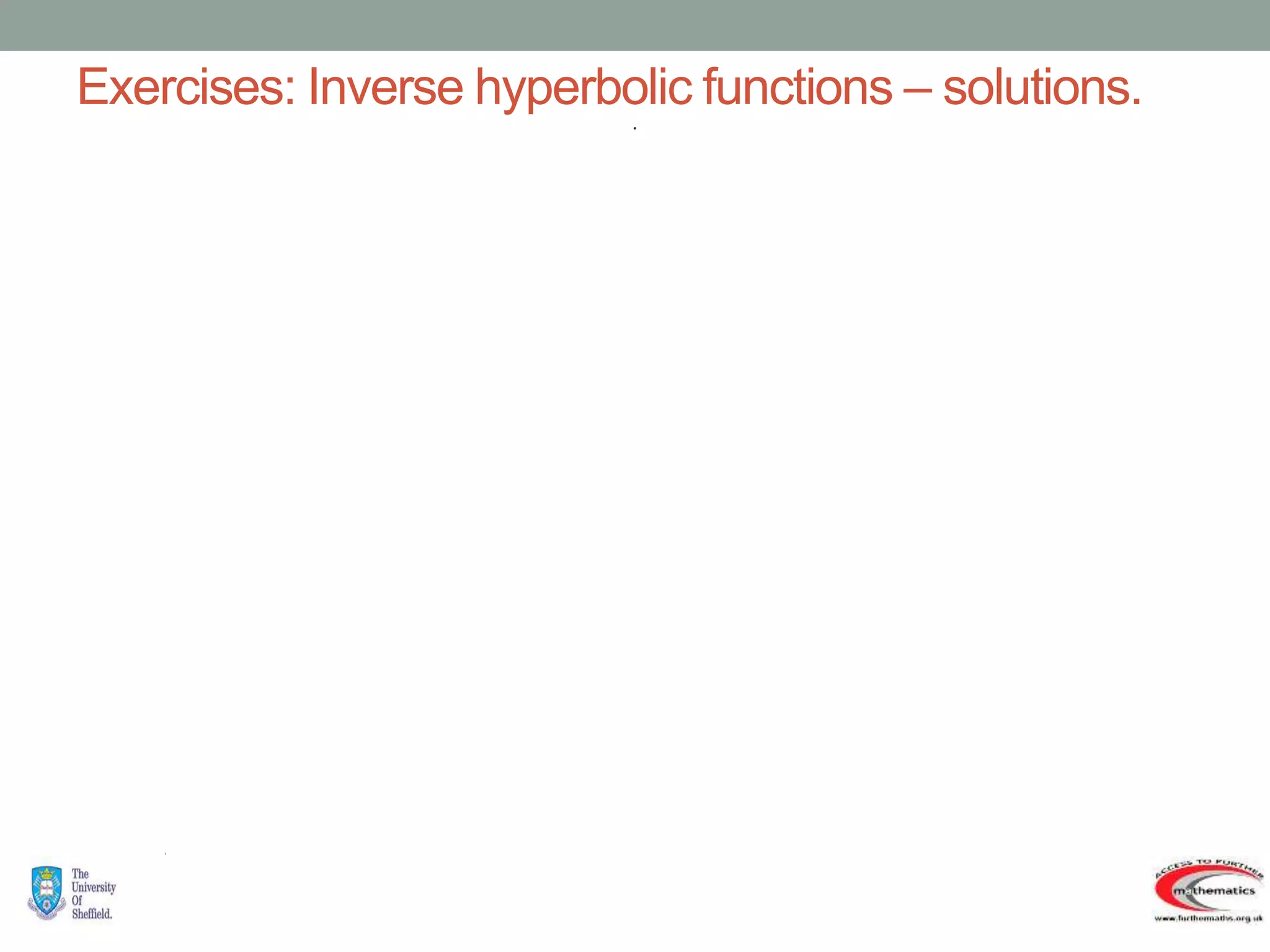 Futher pure mathematics 3 hyperbolic functions | PPTX