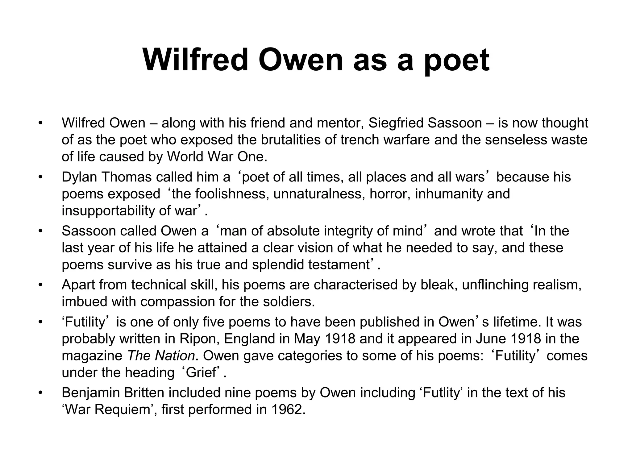 Futility revision information | PPTX | Poetry | Books and Literature