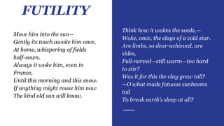 Futility by wilfred owen | PDF | Poetry | Books and Literature