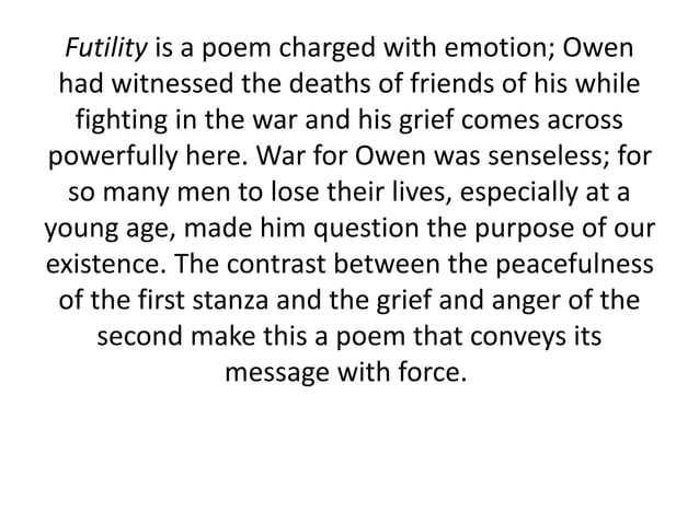 Futility revision PowerPoint | PPTX | Poetry | Books and Literature