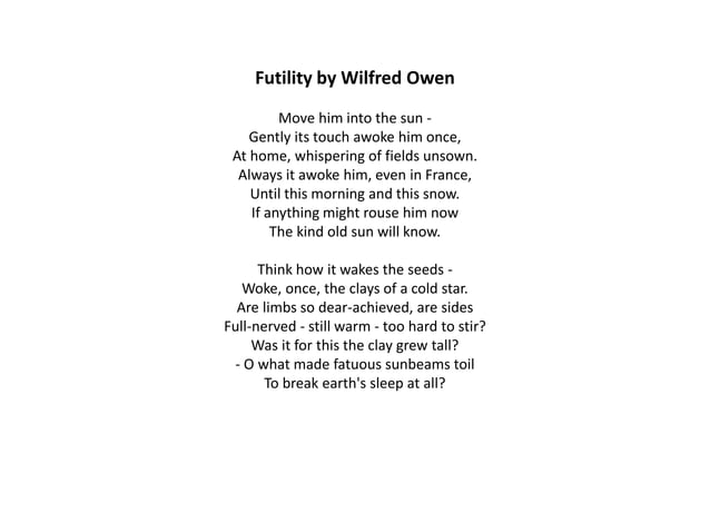 Futility revision PowerPoint | PPTX | Poetry | Books and Literature