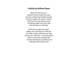 Futility Wilfred Owen