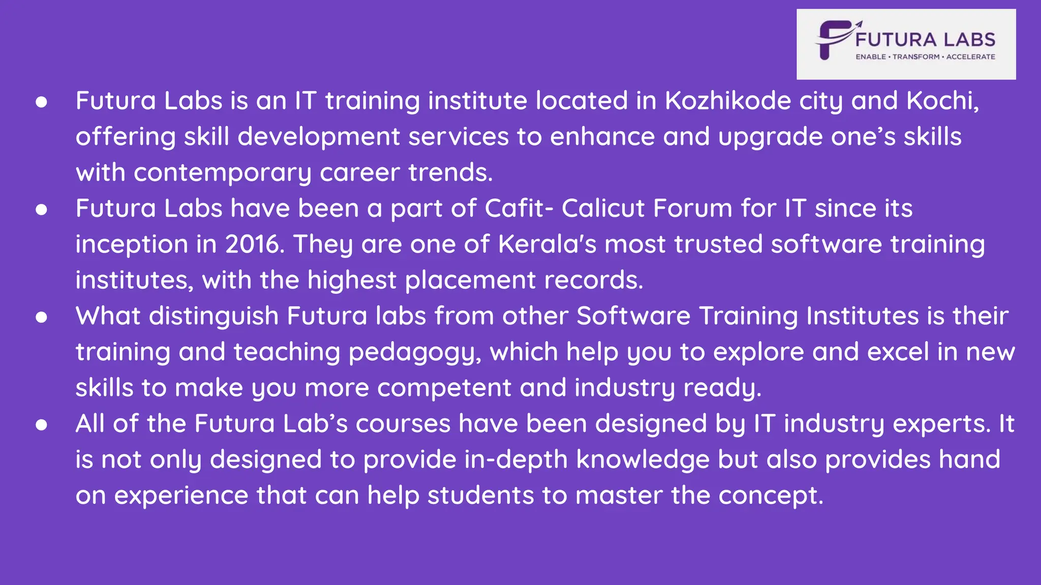 Futura Labs - Best Software Training Institute | PPT