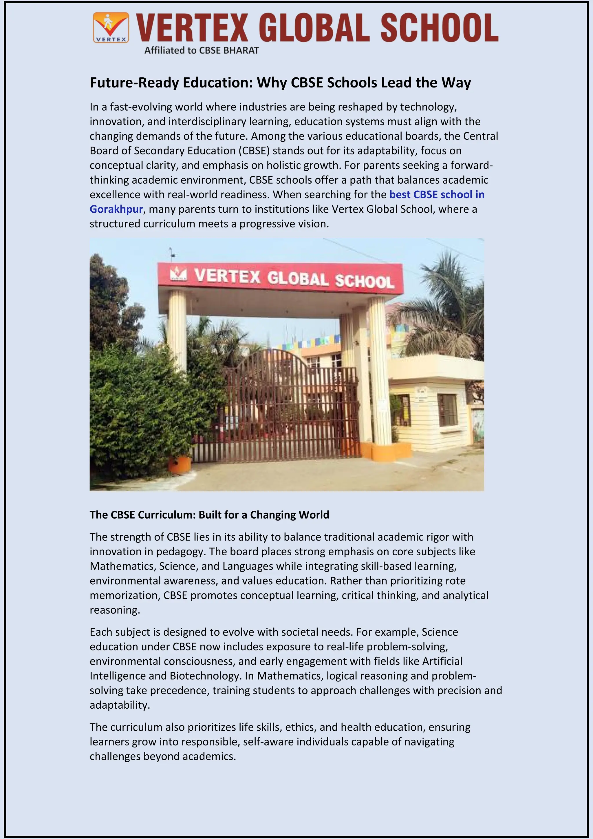 Future-Ready Education: Why CBSE Schools Lead the Way | PDF
