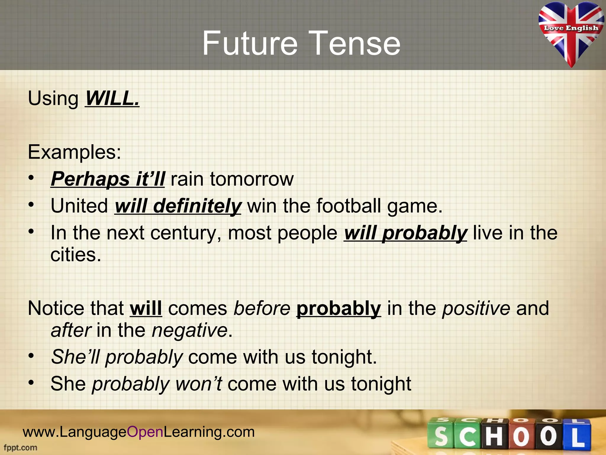 English Grammar - Future Tense | PPT