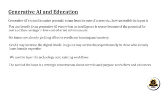 Role of Teacher in the era of Generative AI | PPTX