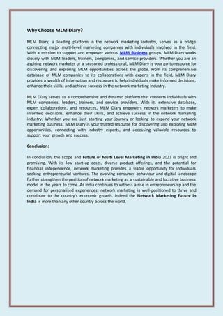 Future and Scope of Network Marketing in India 2023 | PDF