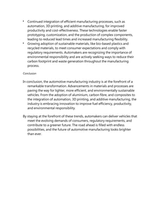 Future Automotive Manufacturing Process & Materials | PDF