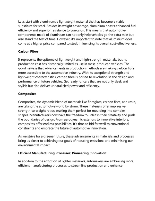 Future Automotive Manufacturing Process & Materials | PDF