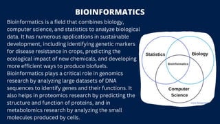FutureBioinformatics and Optimization tools for sustainable development ...