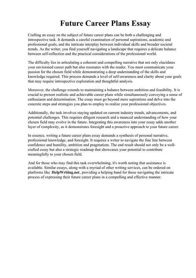 Future Career Plans Essay | PDF | Information and Network Security ...