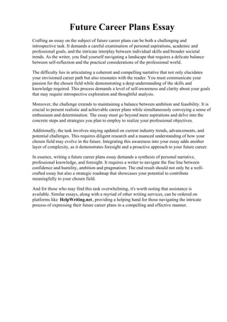 Future Career Plans Essay | PDF