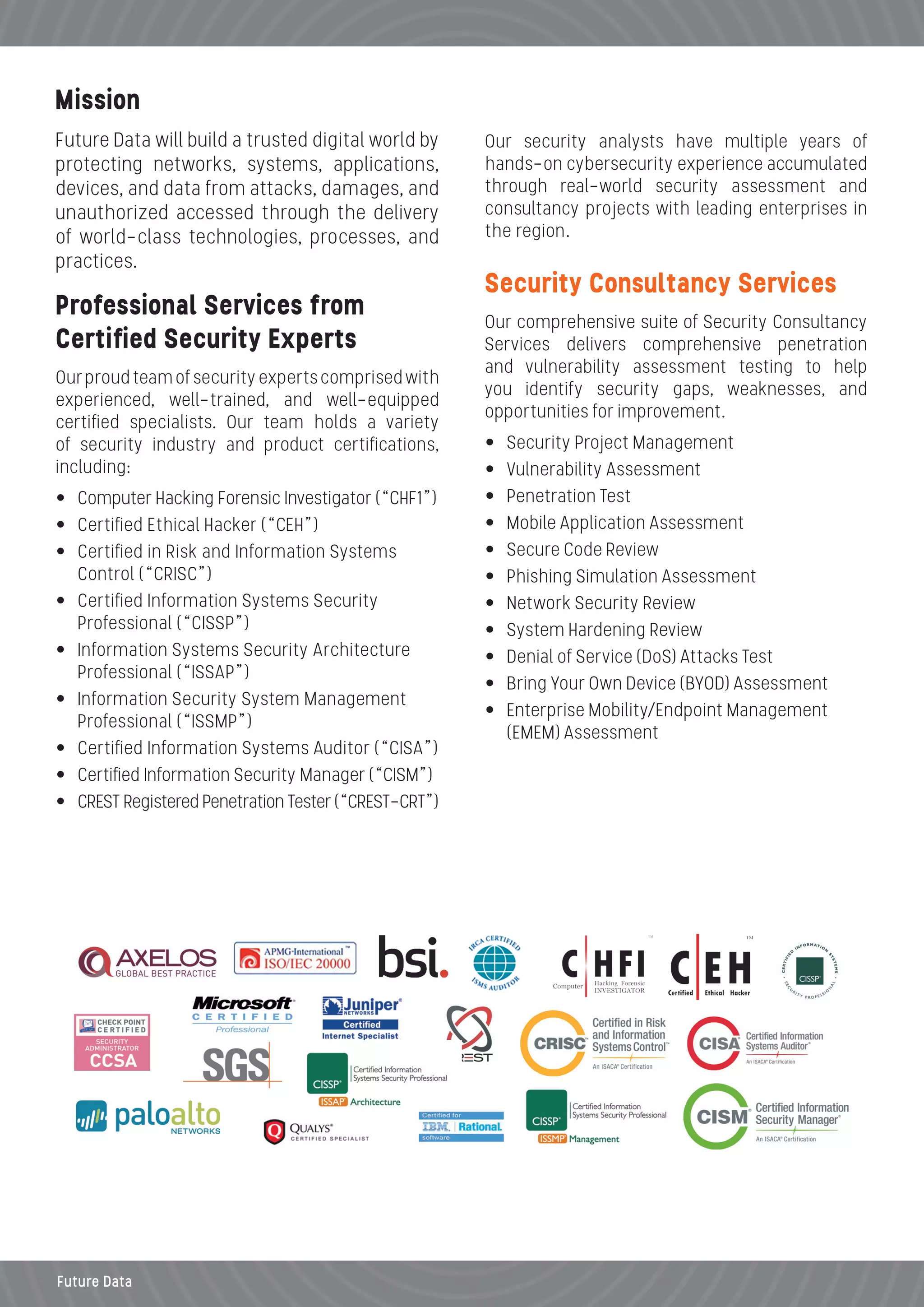 Cyber security service portfolio of Future Data Ltd | PDF | IT and ...