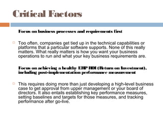 Future directives in erp, erp and internet, critical success and ...