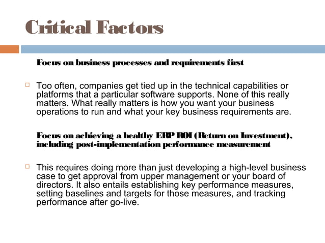 Future directives in erp, erp and internet, critical success and ...