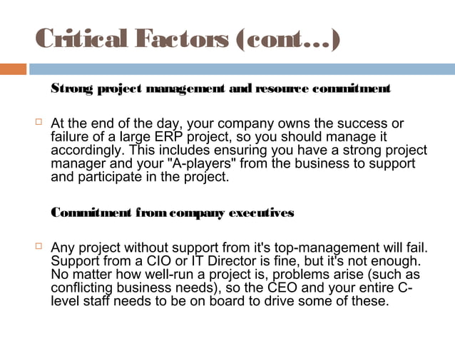 Future directives in erp, erp and internet, critical success and ...