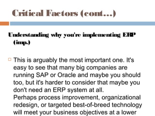 Future directives in erp, erp and internet, critical success and ...