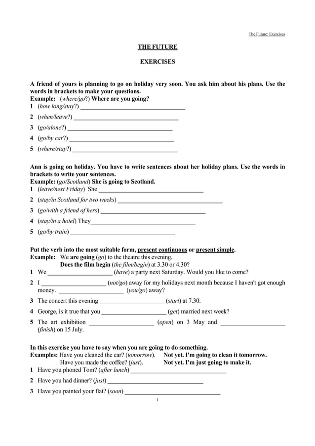 Future exercises | PDF