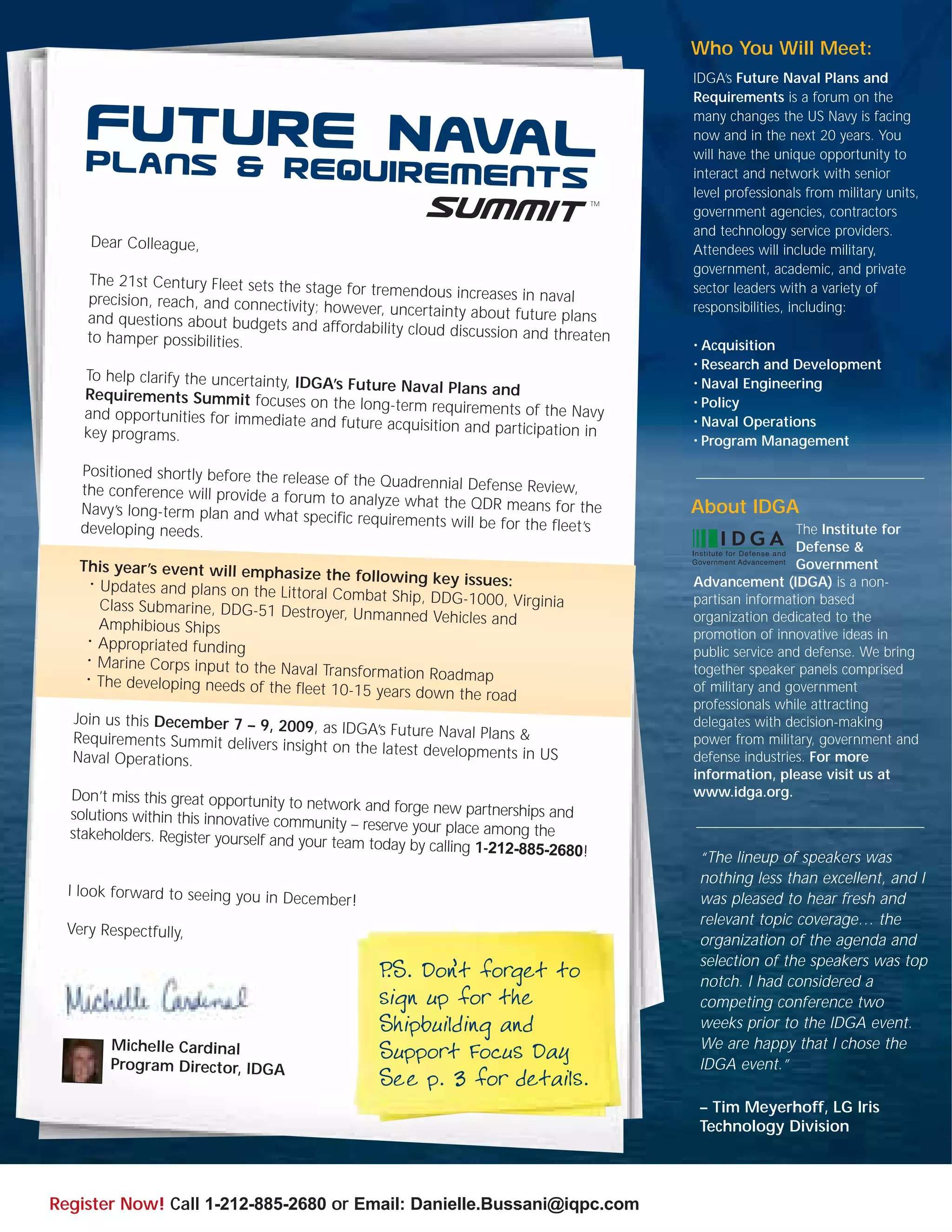 Future Naval Plans & Requirements Summit | PDF