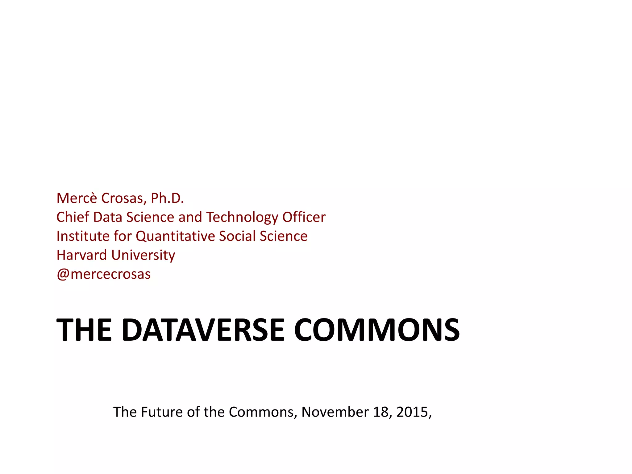 The Dataverse Commons | PPT
