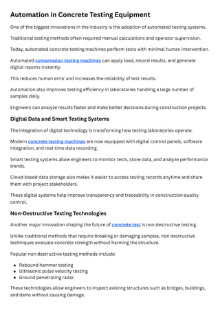 Innovations and Future Trends in Concrete Testing Technology | PDF