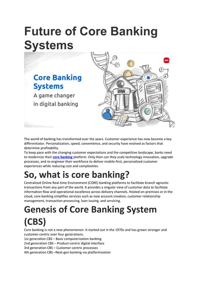 Future of Core Banking Systems-M2P Fintech | PDF
