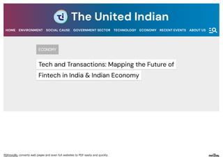 Future Of Fintech In India | Evolution Of Fintech In India | PDF