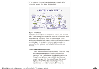 Future Of Fintech In India | Evolution Of Fintech In India | PDF