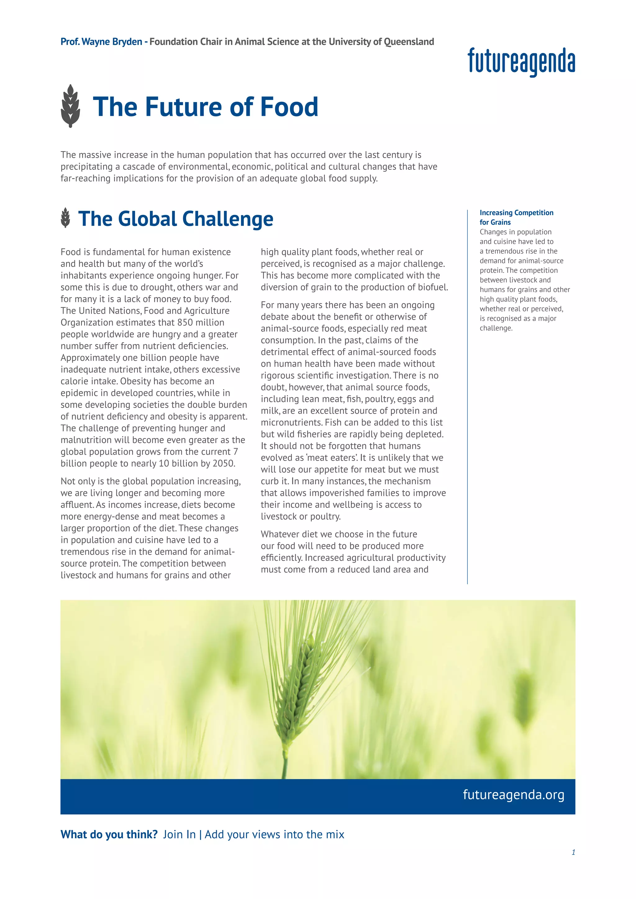 Future of food - An initial perspective by Prof. Wayne Bryden ...